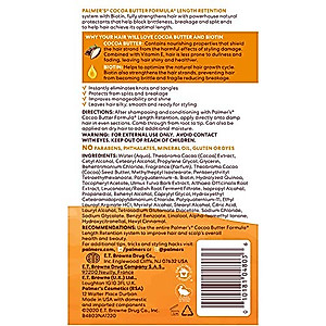 Palmer's Cocoa Butter & Biotin Length Retention Leave-In Conditioner, Instant Detangler, Soften and Strengthen Textured and Curly Hair, 8.5 Ounce
