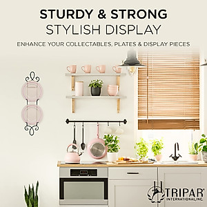 Tripar Augusta 2 Tier Vertical Black Plate Rack for Collectible Plates, Plaques, Dishes, & China