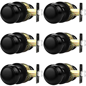 Probrico Interior Door Knob for Hallway, Black Door Knobs Closet Door Knob, Passage Door Knob with Round Ball Knob, 6 Pack