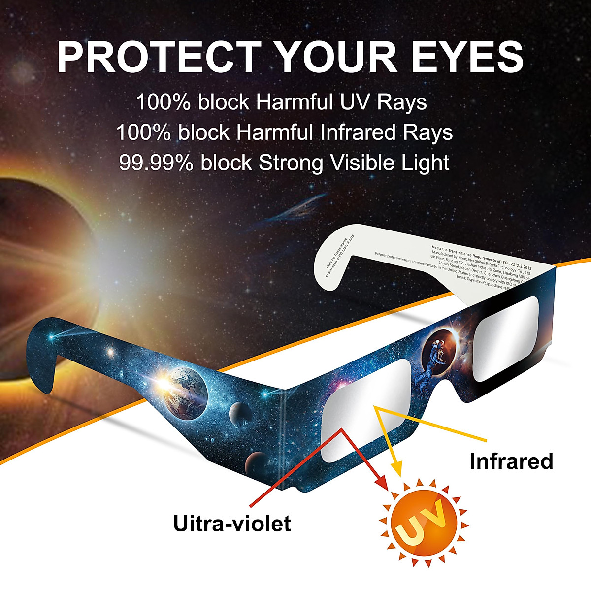 CE and ISO 12312-2:2015(E) Standards Optical Quality Safe Shades for Direct Sun Viewing
