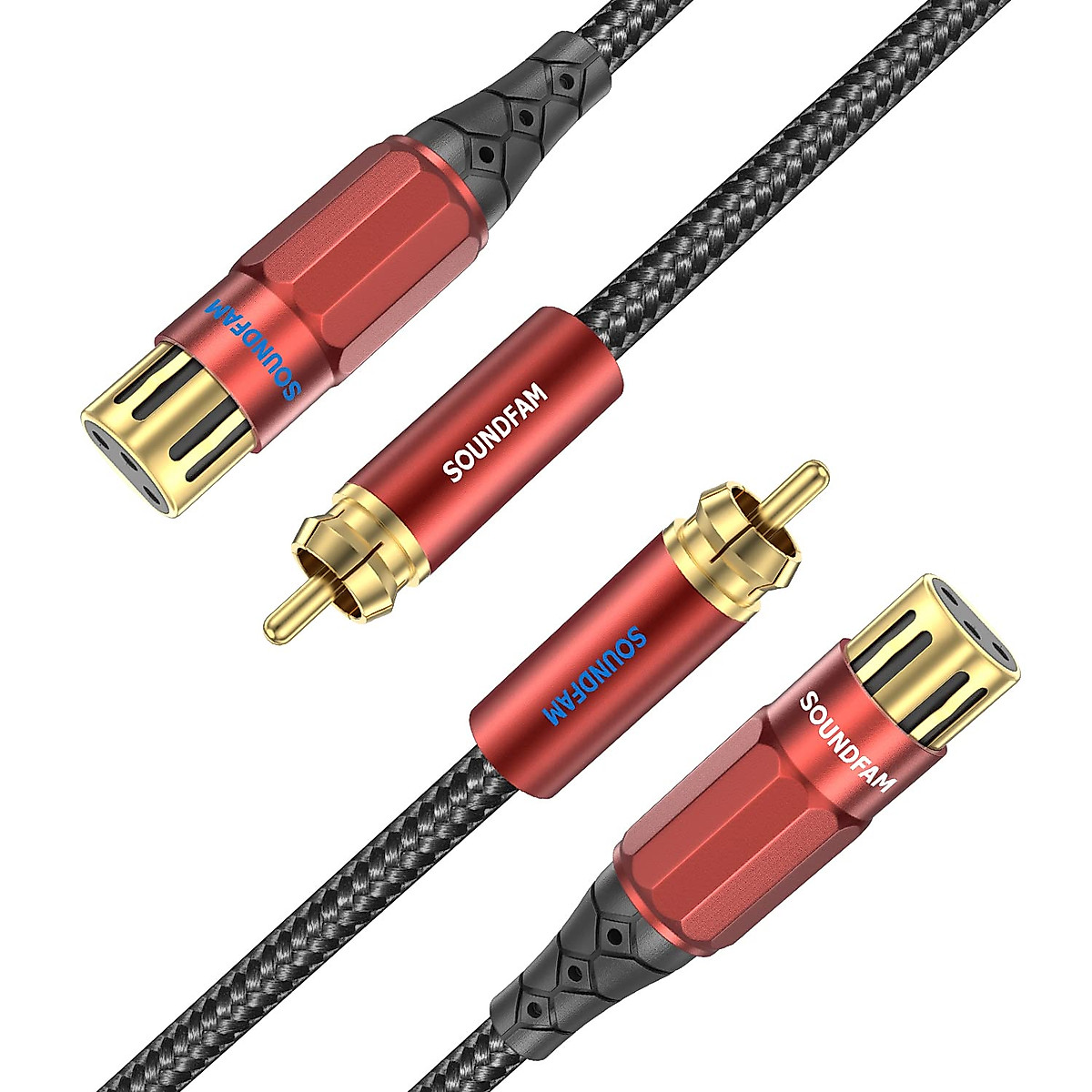 SOUNDFAM RCA to XLR Female Cable 10 Feet, 2 RCA Male to 2 XLR Female Phono Cable Adapter, Balanced 3pin XLR to Unbalanced RCA Speaker Cable for Amplifier Mixer Microphone - Wine Red…