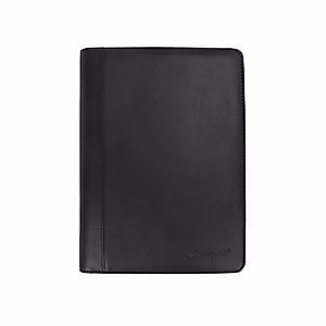 Freeprint Zippered Portfolio Binder 3 Ring with Writing Pad Legal Size Letter - PU Leather Professional Padfolio Folder for Interview Business, Black