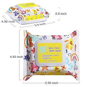 Baby Wipes - HAPPY BUM Saline Baby Wipes, Unscented, 360 Count (12 Packs of 30 Wipes) Saline Face Wipes