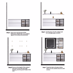 ZGNBSD Floating Bathroom Vanity with Sink - Modern Bathroom Vanity Contains Smart LED Defog Mirror | Solid Wood Freestanding Bathroom Vanity (White, 44'')