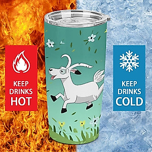 20 Oz Tumbler With Straw Leak Proof Thermos Cup, Goat Frolic Stainless Steel Insulated Travel Coffee Mug Fit for Car Cup Holder