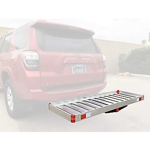 MaxxHaul 60" x 22" Aluminum Cargo Carrier Rack Basket for Luggage for SUV Truck Car Van - 500 lbs. Capacity, Silver