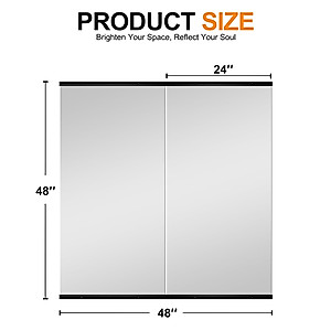 Delma Home Gym Mirror, 48''x24''x2PCS, Large Full Body Tempered Glass Frameless, Wall-Mounted for Gym, Yoga, Garage, Bedroom, Bathroom