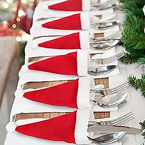 Christmas Home Decoration Tableware Bag Holder Christmas Hat Fork Knife Cutlery Bag Merry Christmas Decoration Ornament