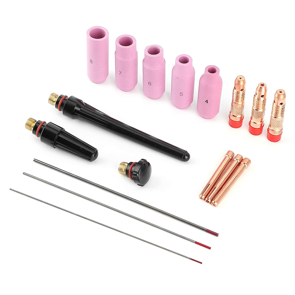 Fydun Welding Torch Accessories Kit, Ceramic Nozzle,17Pcs Welding Nozzle TIG Welder Contact Tip with Tungsten Wire for Torch 17/18/26
