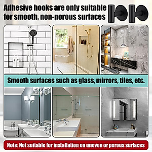 NQEUEPN 2pcs Shower Hooks, Stainless Steel Adhesive Towel Hooks Punch-Free Adhesive Hook Heavy Duty Waterproof Towel Holder Hooks for Shower Bathroom Kitchen Tiles Glass Door (Black)