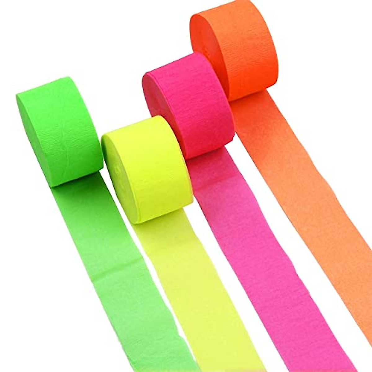 NICROLANDEE Blacklight Party Decorations - 12PCS Fluorescent Neon UV Reactive Glow Tissue Paper Pom Poms & 4Rolls Glow Crepe Paper Streamers for Graduation, Birthday, Fiesta Party, Wedding, Prom Dance