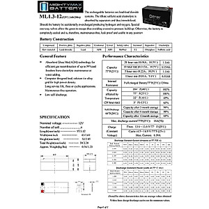 Mighty Max Battery 12V 1.3Ah Replacement Battery for ExpertPower EXP612
