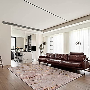 SITUKGT Pink Gold Marble Area Rugs, Modern Light Luxury Dreamy Living Room Decor Rug Fluffy Soft Washable Breathable Durable for Hotel Home Decor Doormat Entrance Hall Yoga Room Patio 2ftx3ft