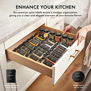 EDELHAUS Glass Spice Jars with Label and Black Lids (24 x 4oz) Spice Containers with 240 Labels, Shaker Inserts, Steel Funnel, Empty Square Empty Square Seasoning Organizer