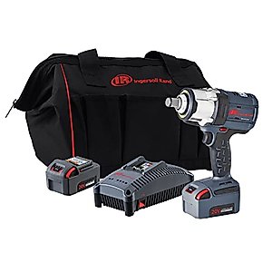 Ingersoll Rand W7172-K22 3/4" Impact Wrench and 2 Battery Kit, 4 Power Modes, Brushless Motor, 1500 ft-lbs Nut Busting Torque, 1000 ft-lbs Max Torque, LED Light Ring, Gray