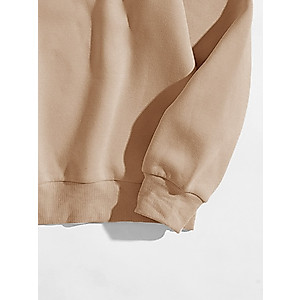 MakeMeChic Women's Plus Size Casual Cute oversized Long Sleeve Round Crew Neck Sweatshirt Pullover Top Khaki M