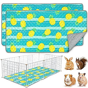 2 Pack Washable Guinea Pig Cage Liner - Reusable Guinea Pig Mat, Waterproof Bedding for Cage, Super Absorbant Pee Pads for Small Animals