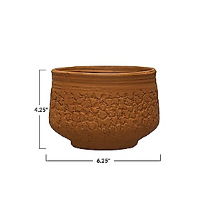 Creative Co-Op Boho Stoneware Planter with Embossed Pattern, Terracotta