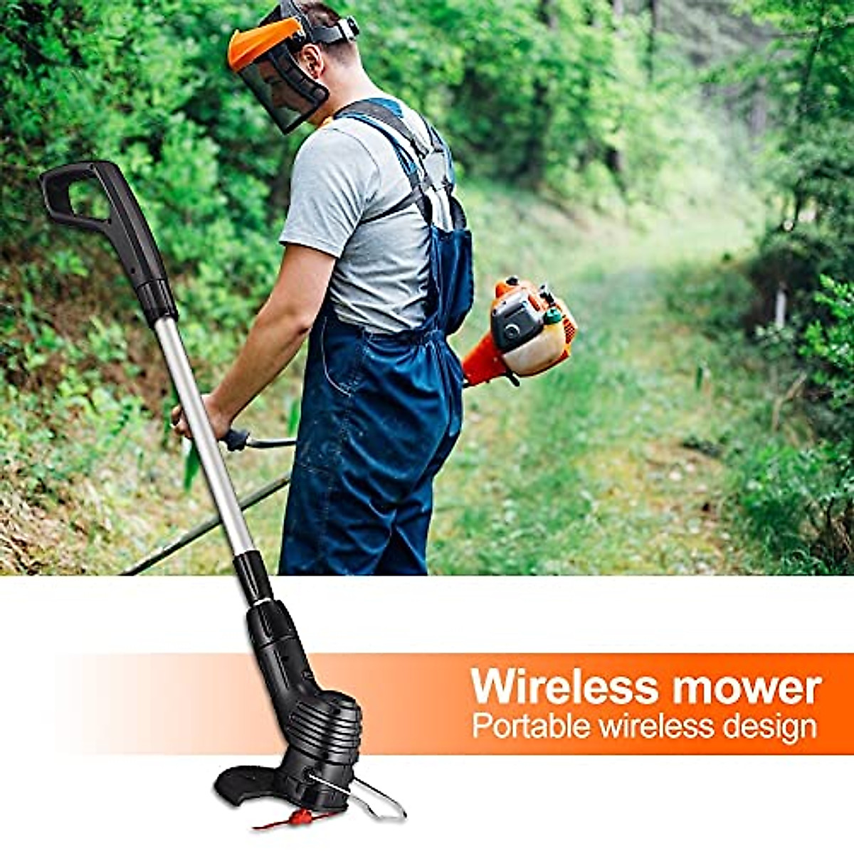 Wireless Electric Lawn Mower 2000mah Li-ion Battery Adjustable Cordless Grass Trimmer Garden Pruning Tools - Lawn Mower - - (Style: B, Color: Black)