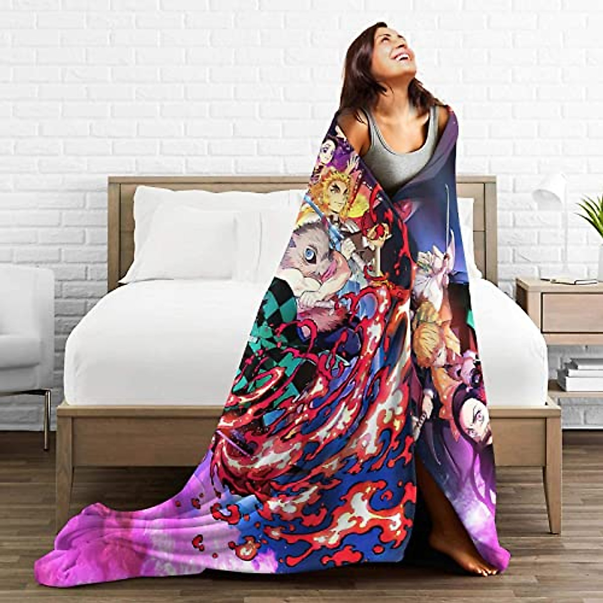 Anime Blanket Throw Flannel Fleece Blanket All Seasons Lightweight Air Conditioner Warm Blanket for LivingRoom/Bedroom/Sofa/Camping/Office/Chair Halloween Thanksgiving 50"x40"