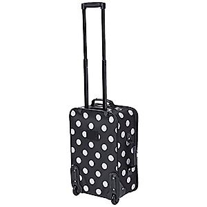Rockland Fashion Softside Upright Luggage Set,Expandable, Telescopic Handle, Wheel, Black Dot, 2-Piece (14/19)