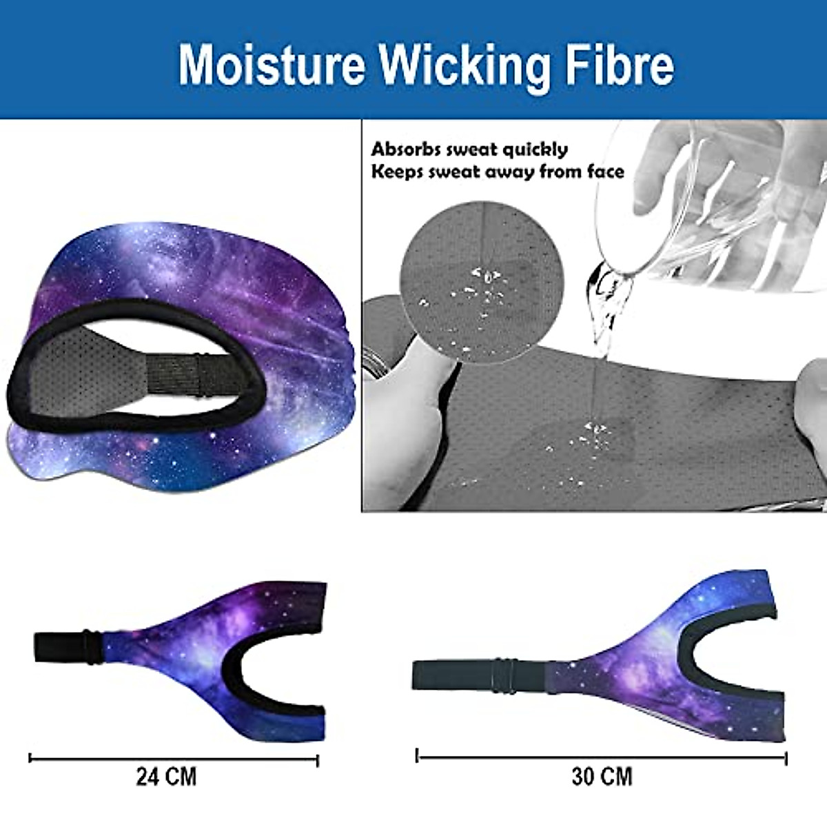 VR Eye Mask Cover VR Mask Sweat Band ,Replace Silicone Face Cover Pad Adjustable Breathable VR Sweat Band for Oculus Quest 2, HTC Vive, PS, Gear, VR Workouts - 2PC (Starry Sky)