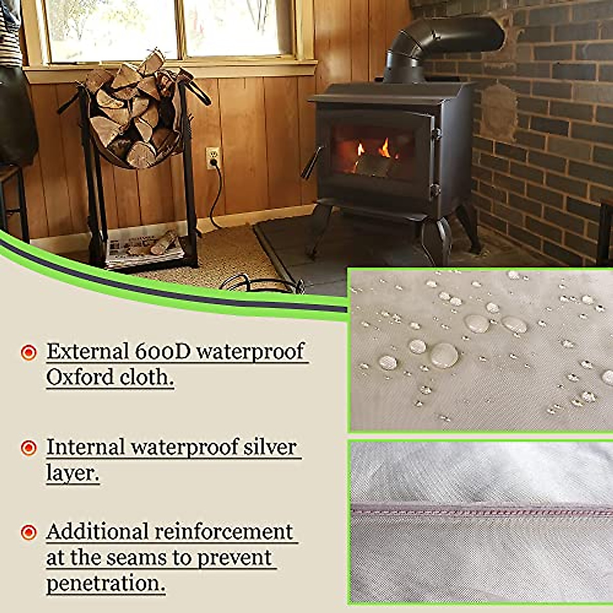 Firewood Rack Cover -17"L × 13"W × 30"H 420D Oxford Fabric Waterproof, 2-Tier Outdoor Firewood Holder Cover, Khaki Cover Only