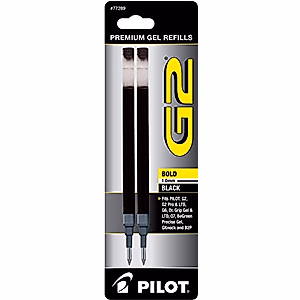Pilot G2 Gel Ink Refill, 2-Pack for Rolling Ball Pens, Bold Point, Black Ink, Pack Of 3 = 6 Refills