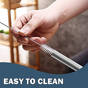 6pcs Metal Replacement Straws for Stanley 40oz Adventure Quencher Tumbler - Stainless Steel Reusable Drinking Straws with Cleaning Brush Compatible with Stanley & Owala 40oz Tumbler with Handle