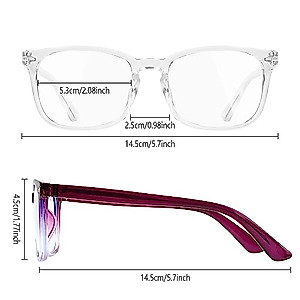 Blue Light Blocking Glasses, 2 Pack Blue Light Glasses Men, Blue Light Glasses For Women Computer Reading Gaming TV Phones Eyeglasses Clear Lens Bluelight Glasses Anti Eyestrain UV Glare Purple+Clear