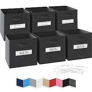 Cube Storage Baskets For Organizing - 13x13 Inch - Set of 6 Heavy-Duty Storage Cubes For Storage and Organization. Makes The Perfect Bins For Cubby Storage Boxes Or Cube Storage Organizer (Dark Grey)