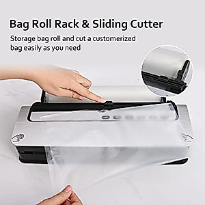 Vacuum Sealer, Dry/ Moist Automatic Food Sealer w/ Sealer Bags for Sous Vide/ Food Storage, 6 Modes Food Vacuum Air Sealer Packer Machine with Cutter and Bags Roll Storage( 12"), Double Seal, Detachable Sink, Easy Clean, Lab Tested, Silver Upgrade