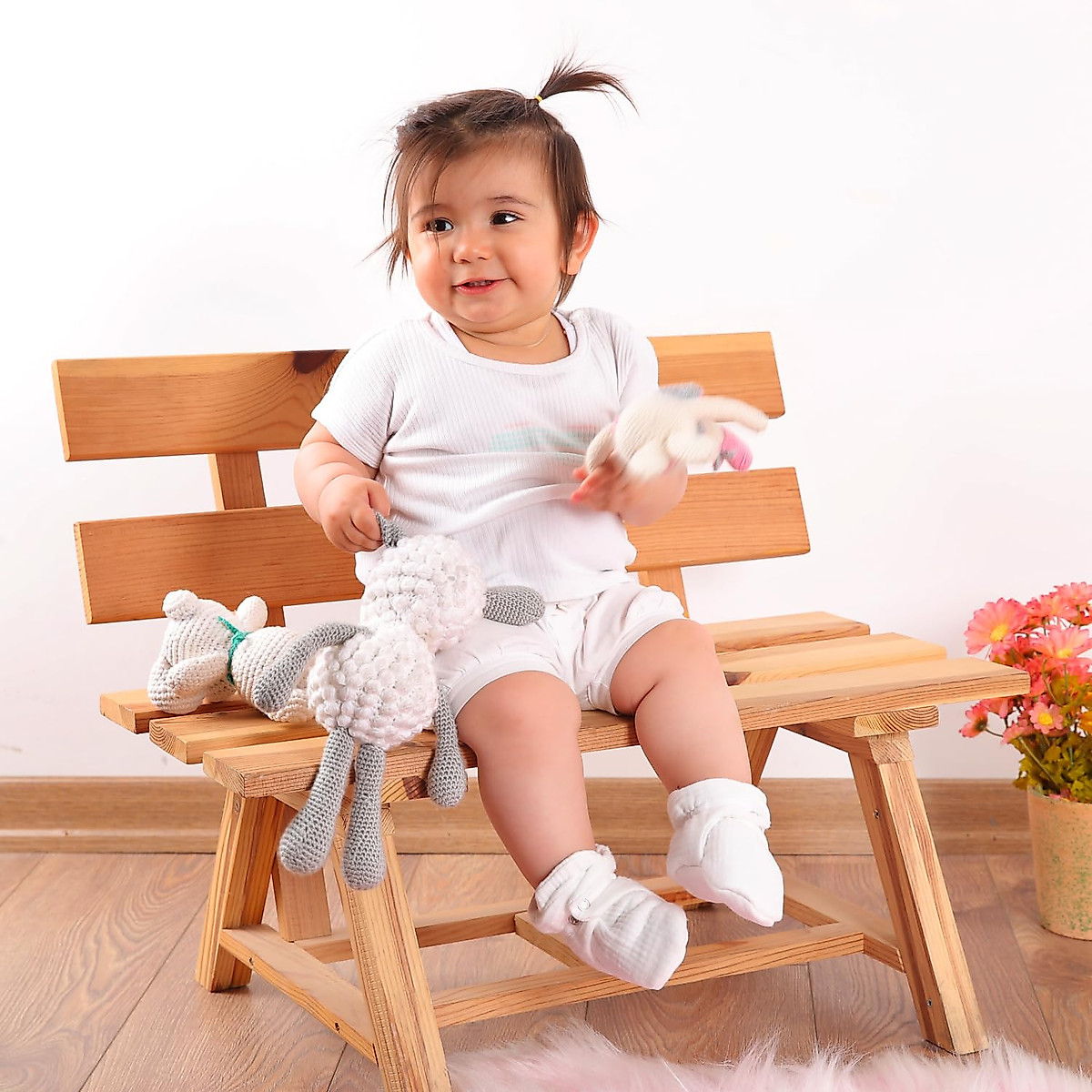 Ella Bonna Muslin Baby Booties 0-6 Months Slipper Toddler Shoes, Infant Baby Girl Booties, Baby Boy Slipper Socks, Cream