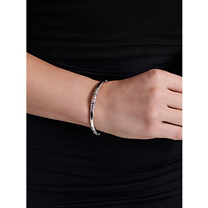 DEVATA Sterling Silver 925 with 18K Gold Accents Bali Accent Slide-on Bangle Bracelet DHK3526ATT (Size Medium)