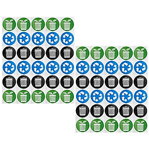 60Pcs Recycle Sticker Compost Sticker Reusable Easy to Tear and Stick Large Patterns Trash Sticker for Waste Box Recycling Station Wall Trash Can