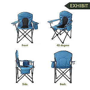 ARROWHEAD OUTDOOR Portable Folding Camping Quad Chair w/ 4-Can Cooler, Cup-Holder, Heavy-Duty Carrying Bag, Padded Armrests, Supports up to 330lbs