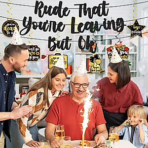 Cocomigo Rude That You're Leaving but Ok Banner Hanging Swirls Going Away Party Decorations Coworker Farewell Decorations Party, Retirement Party Decorations