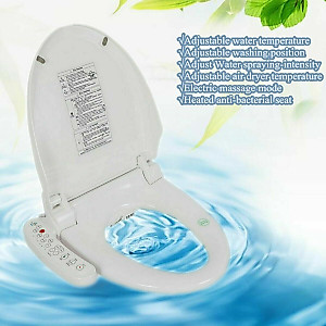 DNYSYSJ Smart Electric Bidet Toilet Seat for Most Elongated Adjustable Heated Seat Toilets with Control Panel, Stainless Steel Nozzle with Removable Nozzle Cap, Child Wash Function, Elongated