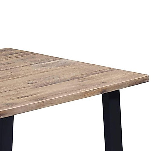 Daonanba Moderne Industrial Wood Dining Table Rectangular with Powder-coated Metal Leg 66.9"x35.4"