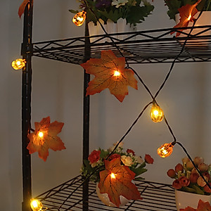 Xingpold Fall Decor Solar Pumpkin Maple Leaf String Lights Outdoor, 50LED 30ft Fall Garland with Lights Waterproof Pumpkin Lights for Thanksgiving Halloween Autumn Door Porch Home Garden Decorations