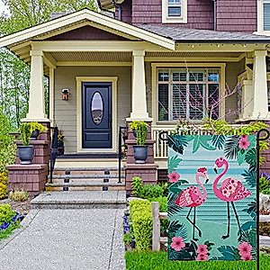 Summer Garden Flag Flamingo Welcome 12.5 x 18 Inch Vertical Double Sided Yard Outdoor Decoration