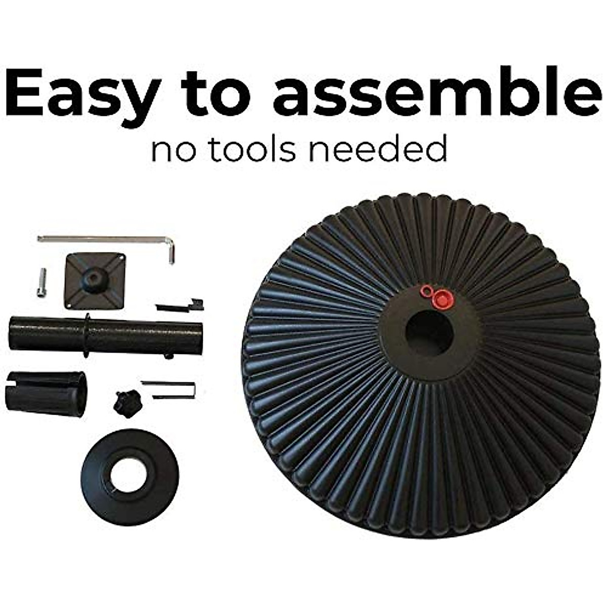 Abba Patio 50lb Patio Umbrella Base Water Filled 23" Round Recyclable Plastic Outdoor Market Umbrella Stand Base for Deck, Lawn, Garden, Black