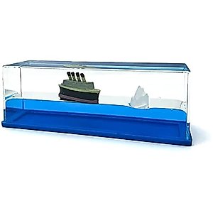 Honsheng Unsinkable Titanic Simulator Toy Wavey Boat in a Box Liquid Wave Cruise Fluid Ship Decoration Ornament for Car Decoration Paperweight Desk Toy Gifts,Recommended Age Range for use: 3+