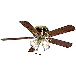Hampton Bay Carriage House 52 in. LED Indoor Polished Brass Ceiling Fan with Light Kit