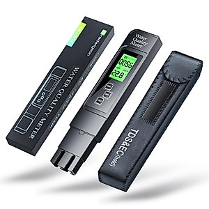 Water Quality Test Meter 4 in 1,TDS Thermometer,EC Digital Meter for Water Hydroponics,Accuracy ±2%,0-9999 ppm,LCD Backlight Display,Suitable for Domestic Water,Natatoria,Aquariums