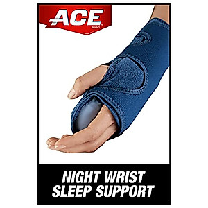 ACE Night Wrist Sleep Support, Adjustable, Blue, Helps Provide Relief from Symptoms of Carpal Tunnel Syndrome, and other Wrist Injuries