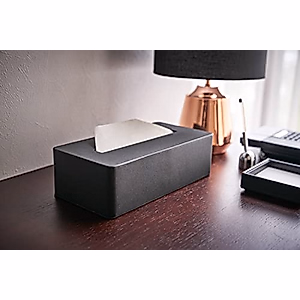 Yamazaki Home Rectangular Reusable Tissue Box Holder Cover Metal Container Case for Kitchen Bathroom or Bedroom Steel One Size Black