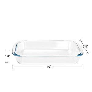2 Pack 1-Quart Tempered Glass Oblong Baking Dishes, Personal Sized Bakeware and Cookware