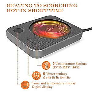 Coffee Mug Warmer,AURUZA Smart Warmer for Coffee,Tea,Beverage,Milk,Hot Chocolate,Great Gifts Choice for Desk Office Home Use,Auto Shut-Off & 3 Temp (131°F- 158°F- 176°) Settings Metal Gray