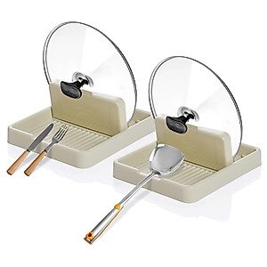 2 Pcs Spoon Holder for Kitchen Counter, Spoon Rest Holder for Stove Top, Spoon Rest with Lid Holder, Cooking Spoon Holder, Spatula Holder for Countertop. Utensil Rest Ladle Holder Kitchen Accessories